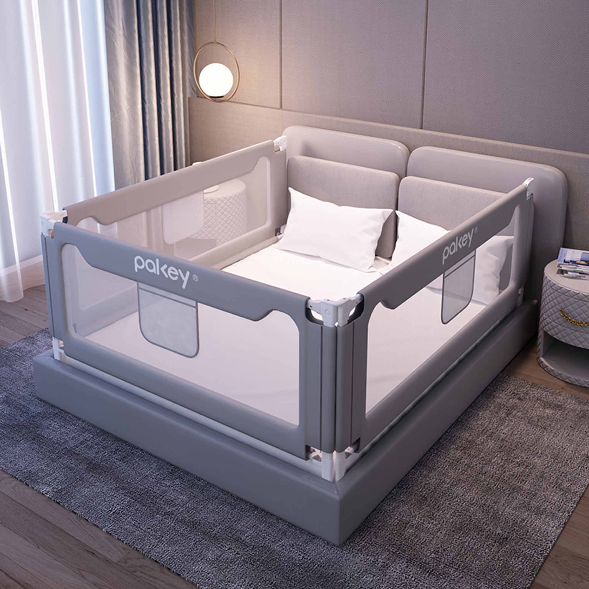 Pakey 5ft Size One Bed Rail Guard Fence For Baby Bed Gray Colour Safety ...